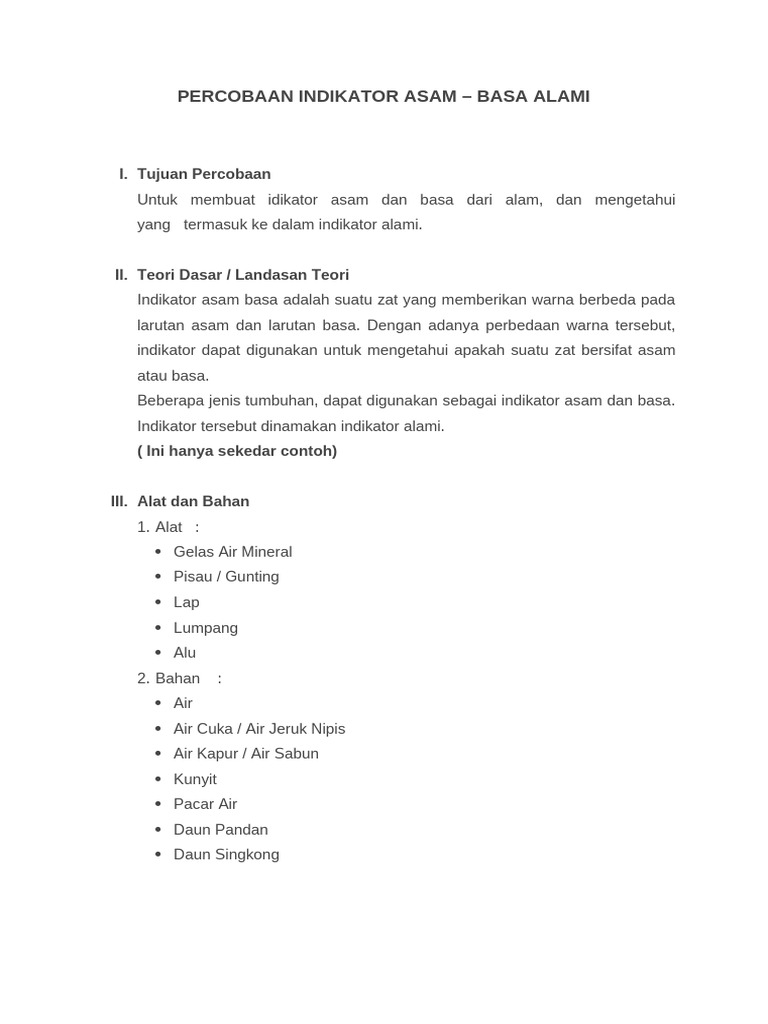 Percobaan Indikator Asam-basa Alami | PDF