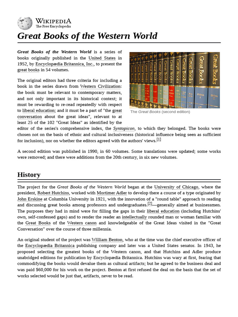 Great Books of the Western World Overview | PDF