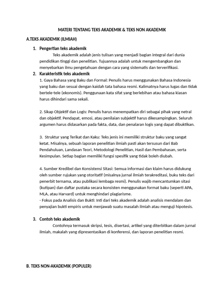 Materi Teks Akademik & Non Akademik | PDF