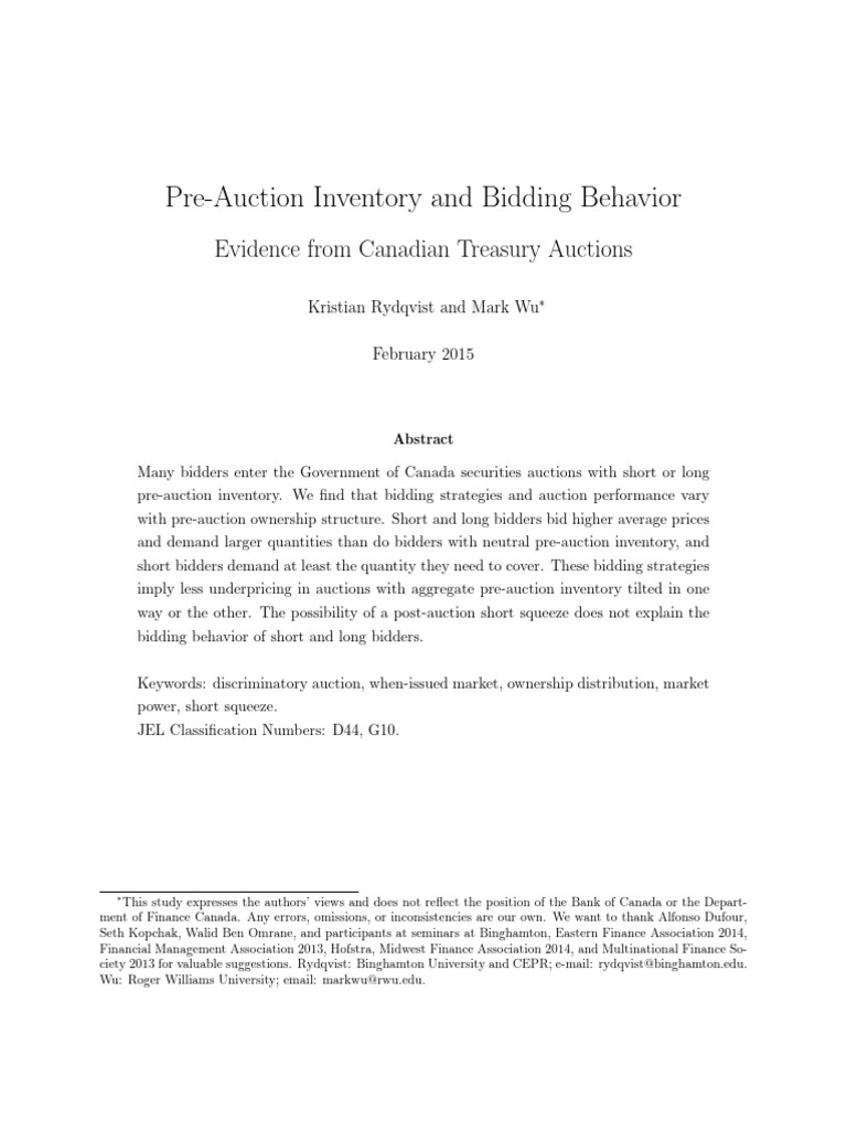 论文 | PDF | Auction | United States Treasury Security