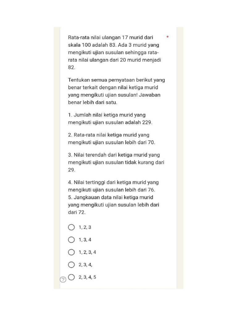 Soal MTK TKA 1 | PDF