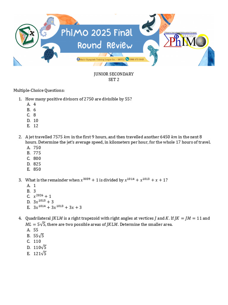 Phimo 2025 FRR Js Set 2 | PDF | Mathematics | Number Theory