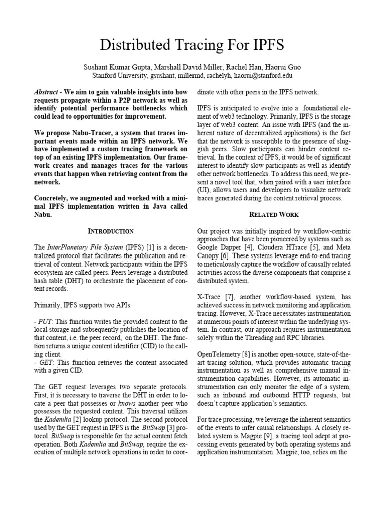 Distributed Tracing For IPFS | PDF | Peer To Peer | Computing