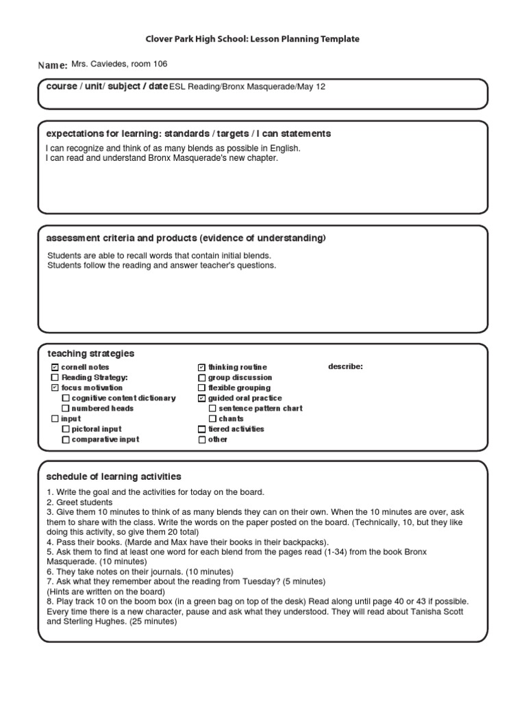 Bronx Masquerade ESL Lesson Plan | PDF