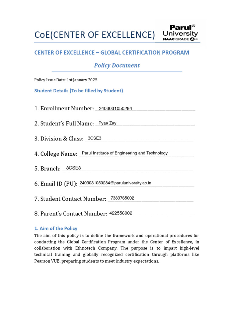 Global Certification Program Policy | PDF