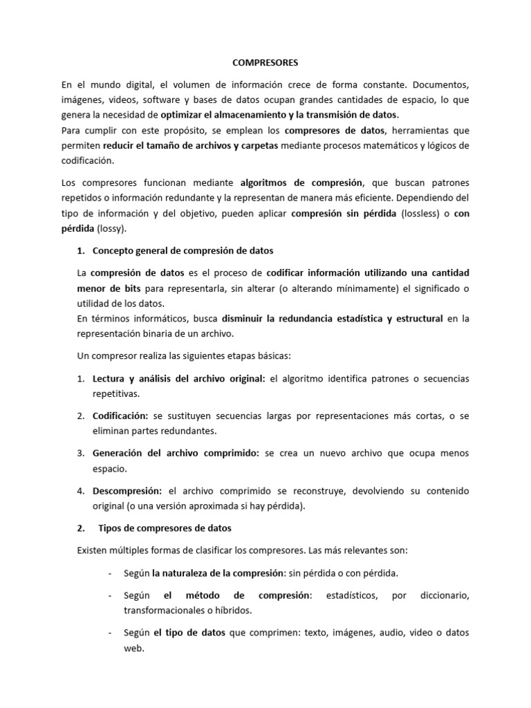 Comprens Ores | PDF | Compresión de datos | Datos