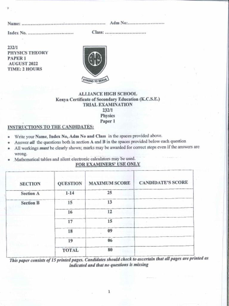 Physics Paper 1 | PDF