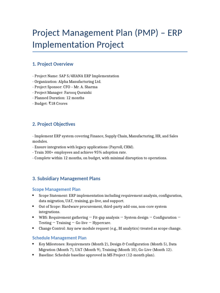 SAP S/4HANA ERP Implementation Plan | PDF | Enterprise Resource ...