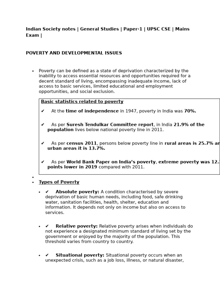 Understanding Poverty in India: Types & Causes | PDF | Poverty ...