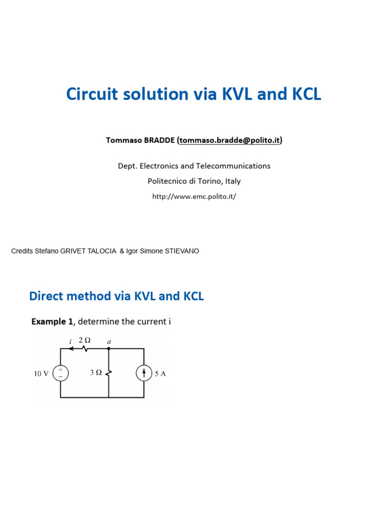 01URLLM 04 Circuit Solution Via KCL KVL | PDF | Resistor | Electrical ...