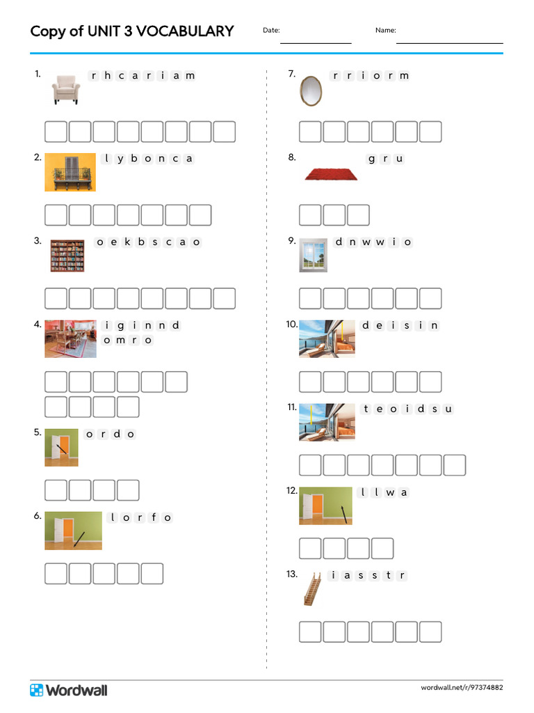 Copy of Unit 3 Vocabulary Anagram (1) | PDF