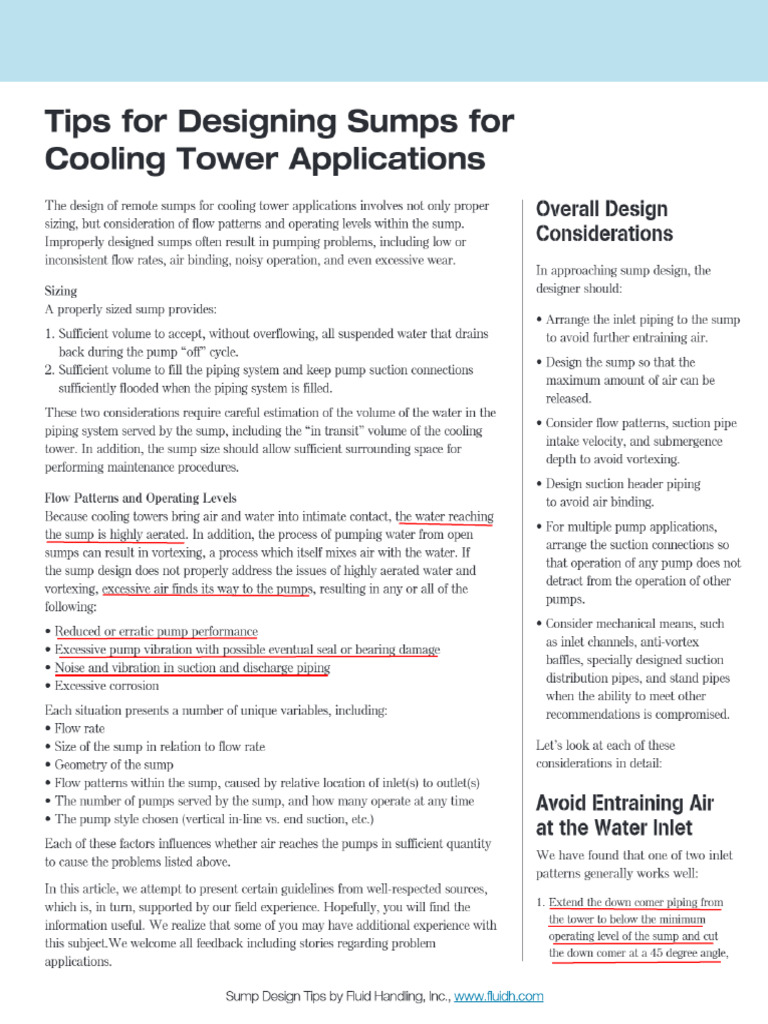 Tips For Designing Sumps For Cooling Tower | PDF