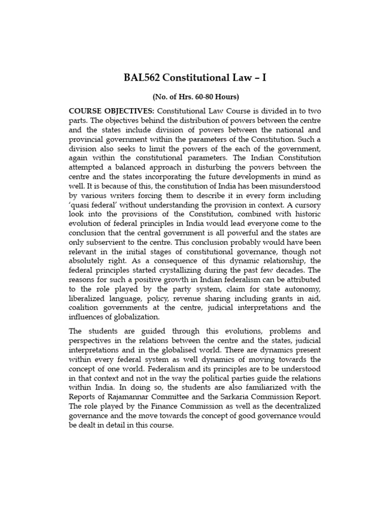 BAL562 Constitutional Law L Syllabus 2021 | PDF | Rule Of Law | Habeas ...