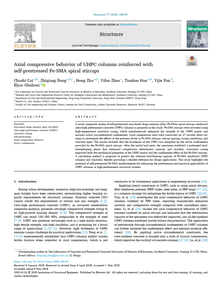Axial Compressive Behavior of UHPC Columns Reinforced With | PDF ...