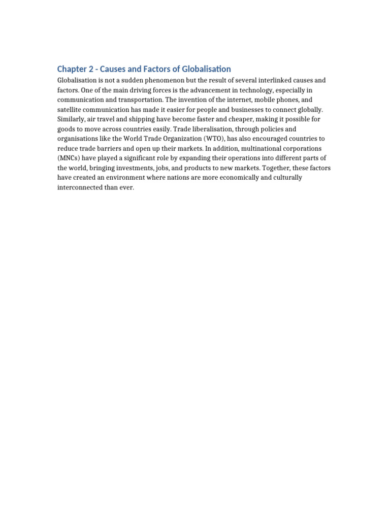 Causes and Factors of Globalisation | PDF