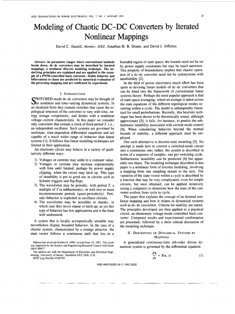 Modeling of Chaotic DC-DC Converters by Iterated Nonlinear Mappings ...