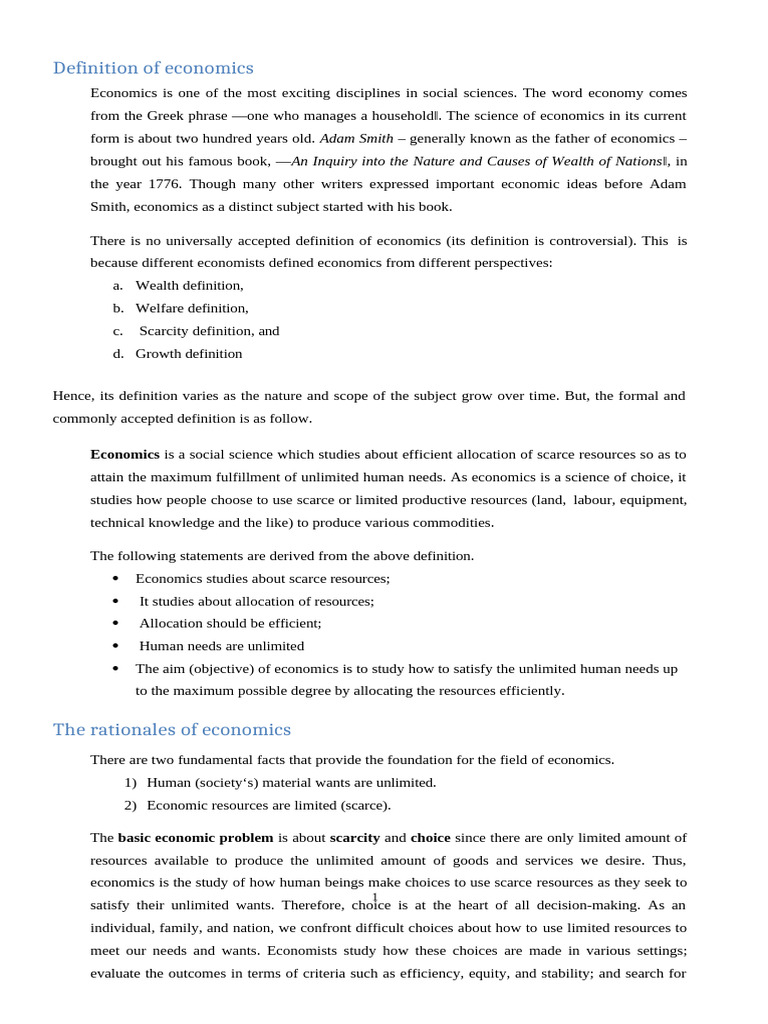 Understanding Economics: Definitions & Scope | PDF | Demand | Economics