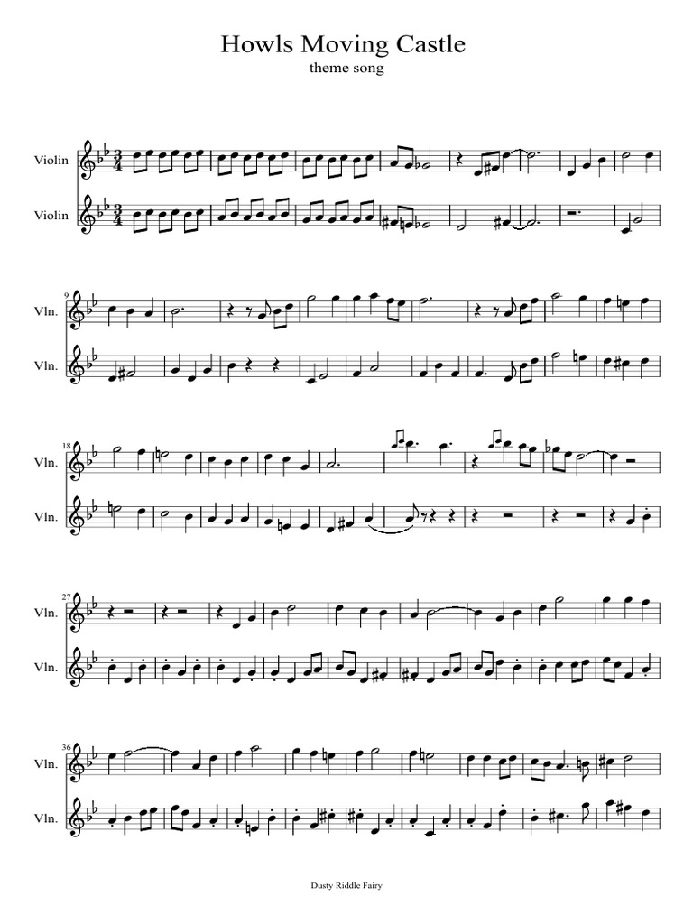Howl's Moving Castle Violin Sheet | PDF