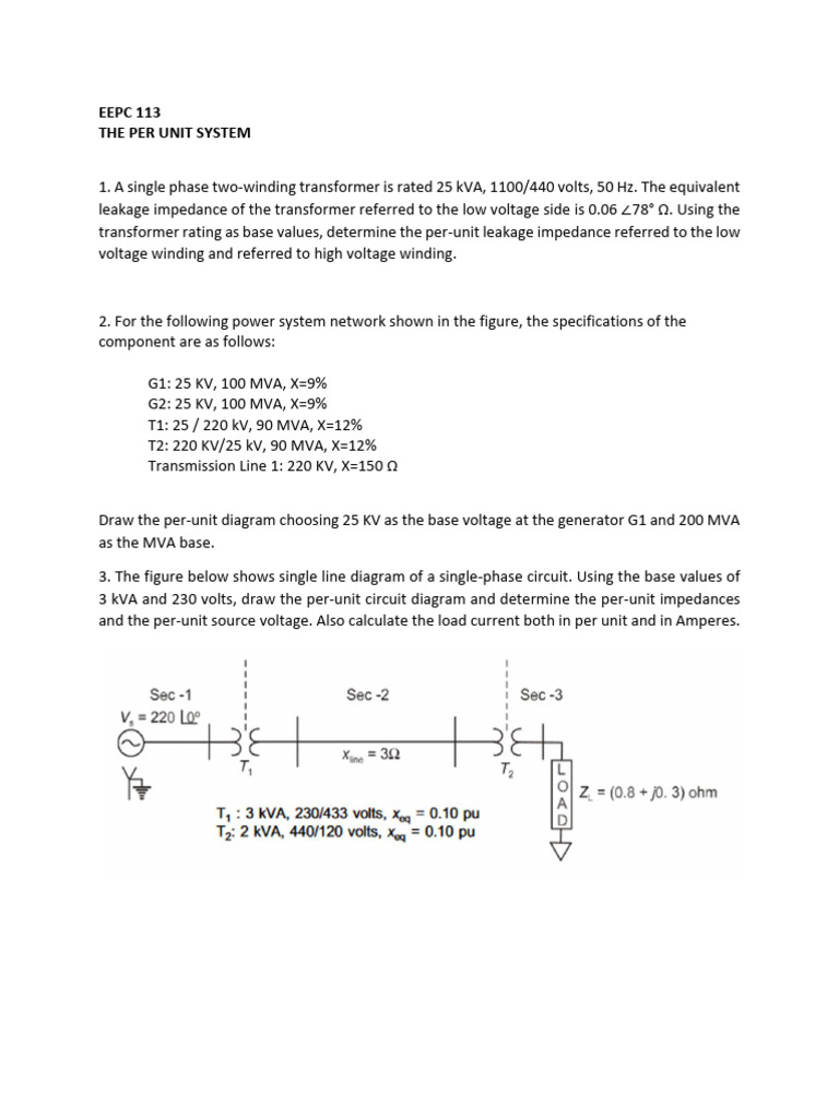 The Per Unit System Handout | PDF