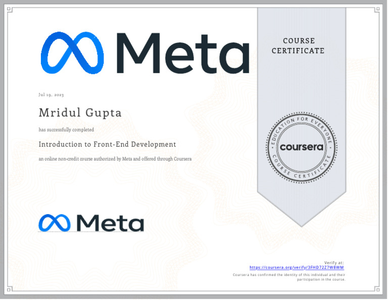 Meta Certificate | PDF