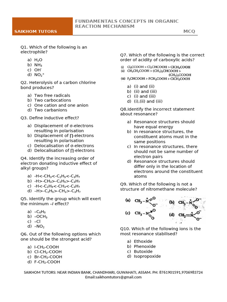 Reaction Mechanism Fundamental Concepts | PDF | Ion | Chemical Reactions