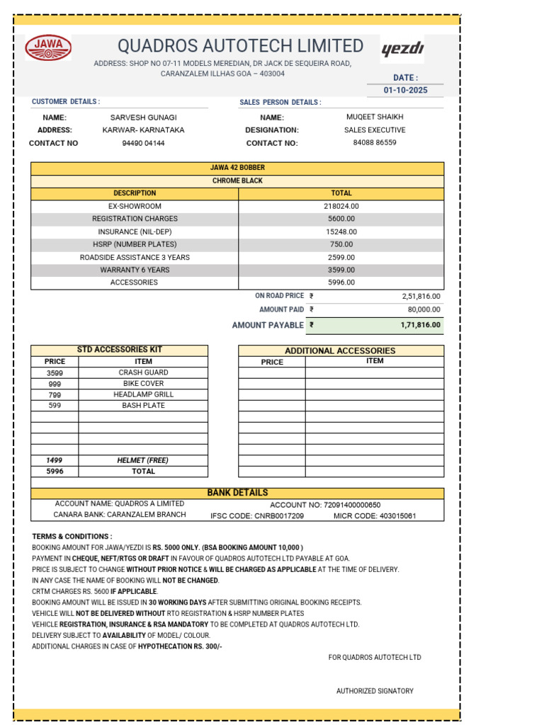 01.10.2025 Sarvesh Gunagi - Jawa 42 Bobber - Chrome Bobber | PDF