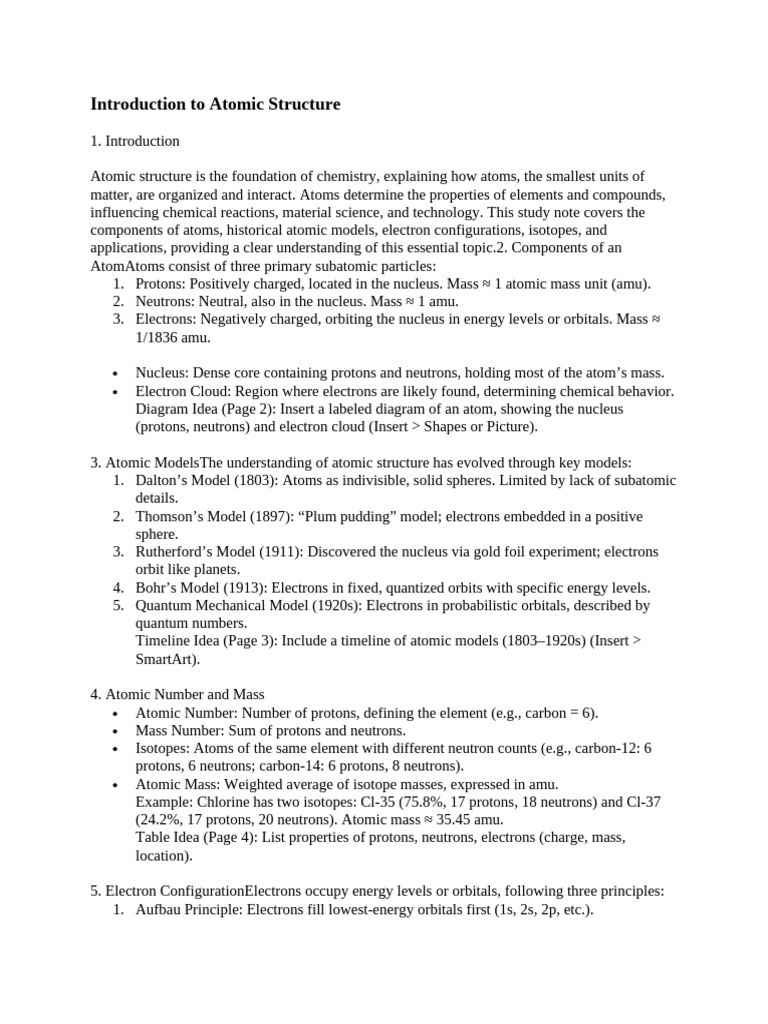 Introduction To Atomic Structure | PDF | Atoms | Atomic Orbital