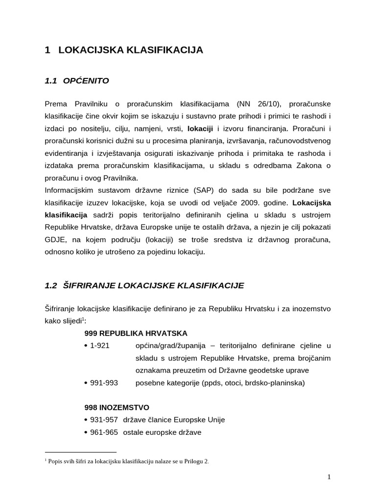 Uputa o Lokacijskoj Klasifikaciji | PDF