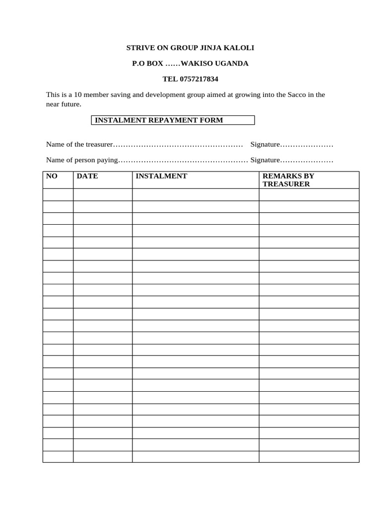 Installment Repayment Form - 102503 | PDF