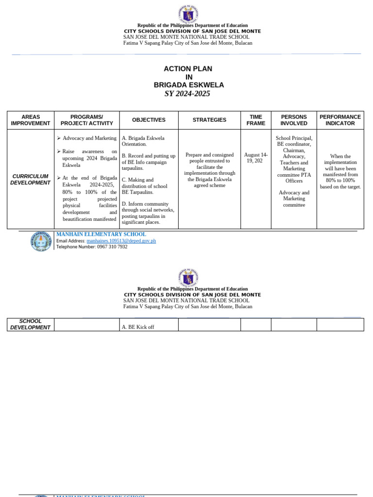 Action Plan Brigada Eskwela 2023 2024 PR | PDF | Classroom