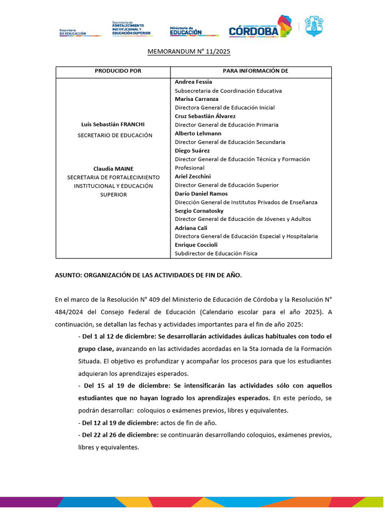 Actividades Fin de Año 2025 | PDF | Aprendizaje