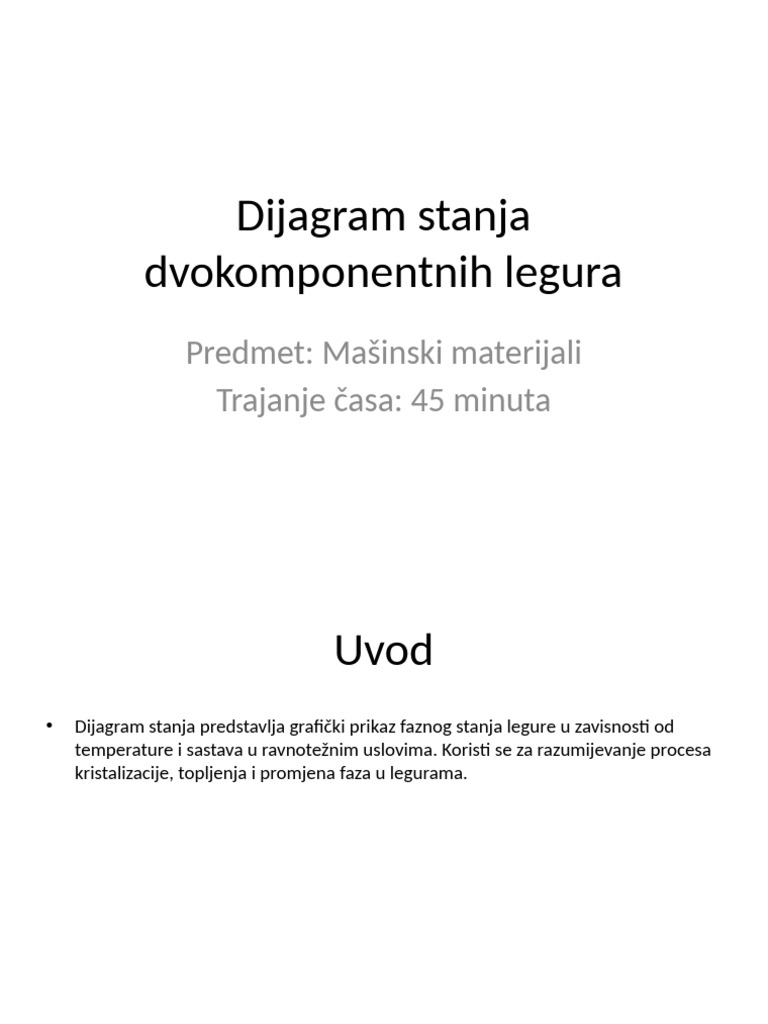 Prezentacija Dijagram Stanja Legura | PDF