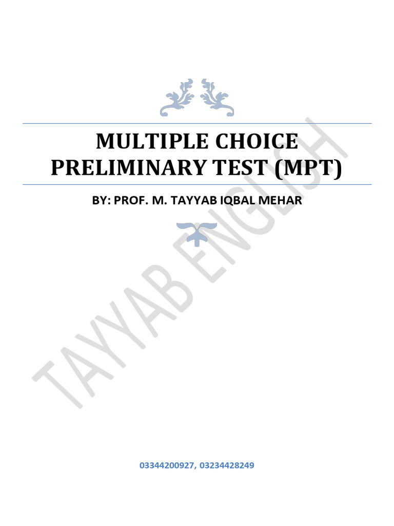 Multiple Choice Preliminary Test Guide | PDF | Multiple Choice