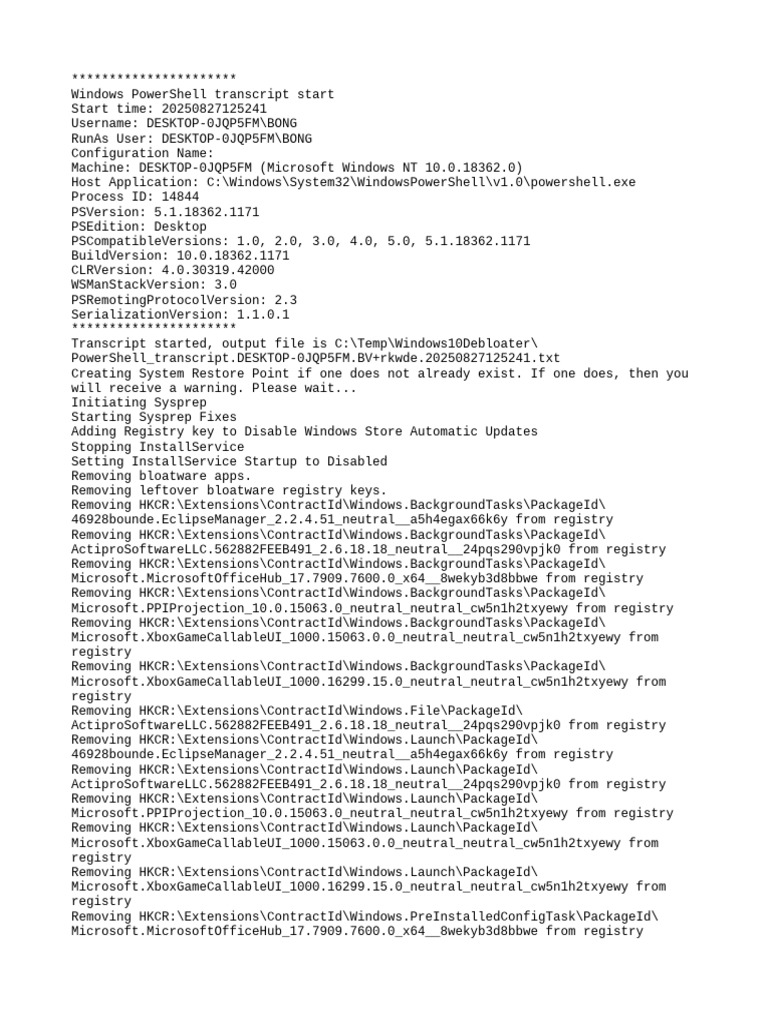 PowerShell Transcript - deskTOP 0JQP5FM - Bv+rkwde.20250827125241 | PDF ...