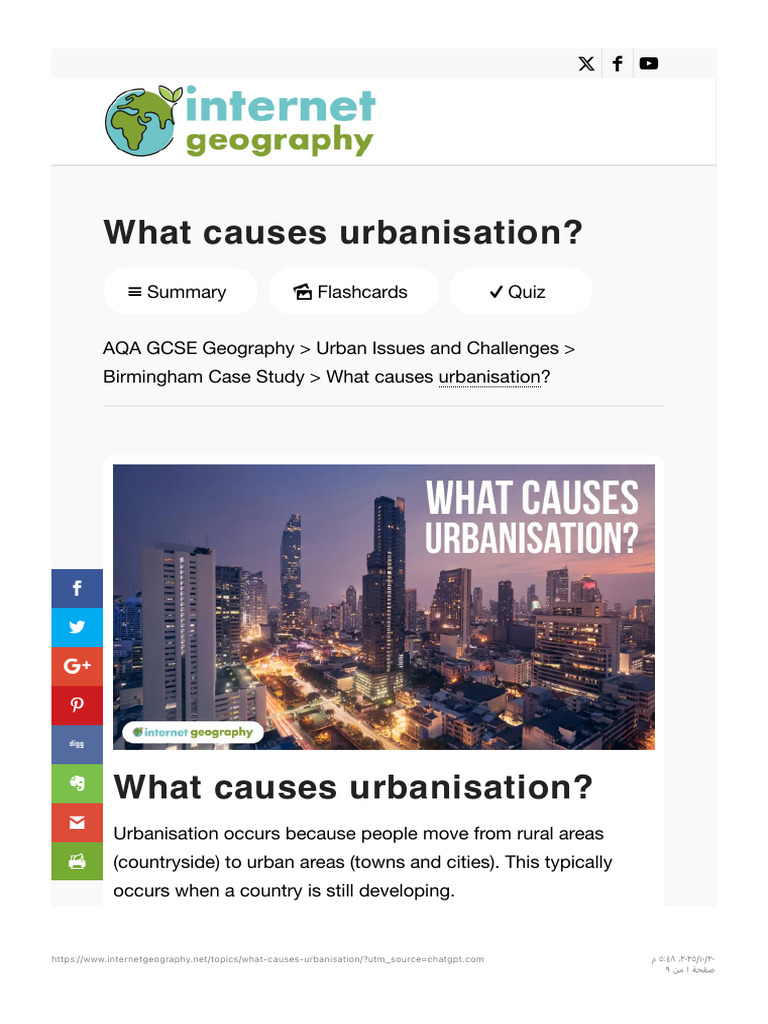 Causes of Urbanisation Explained | PDF | Urbanization | Human Migration