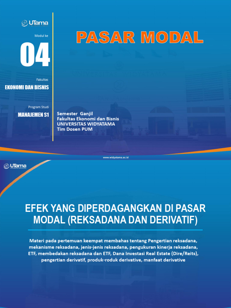 Reksadana dan Derivatif di Pasar Modal | PDF