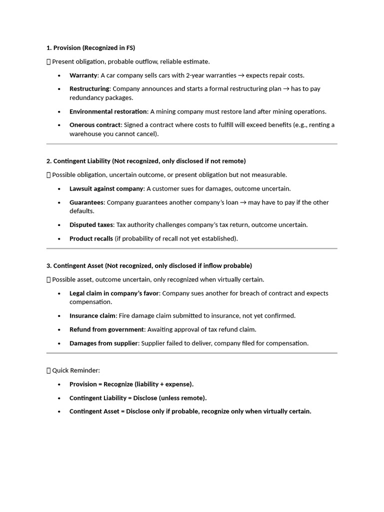 Provisions and Contingent Liabilities Explained | PDF
