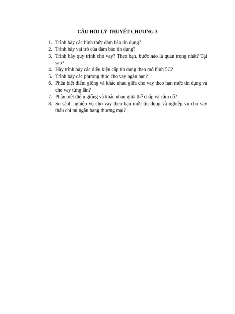 c3. Cau Hoi Ly Thuyet | PDF