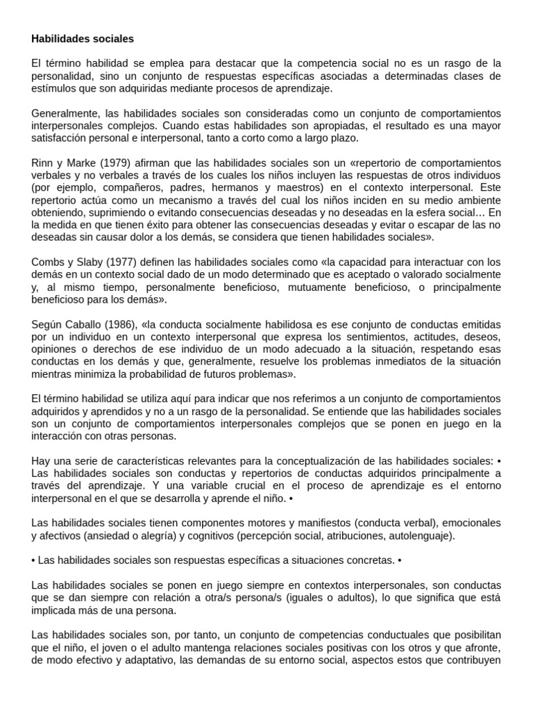 Habilidades Sociales | PDF | Habilidades sociales | Aprendizaje