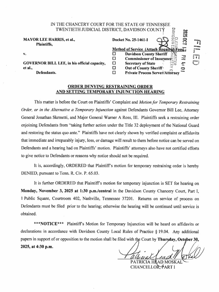 Court Denies Mayor Lee Harris' Lawsuit Filed Challenging Deployment of ...