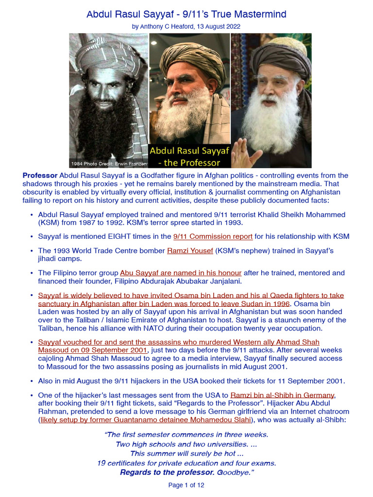 Abdul Rasul Sayyaf: 9/11's Hidden Architect | PDF | September 11 Attacks