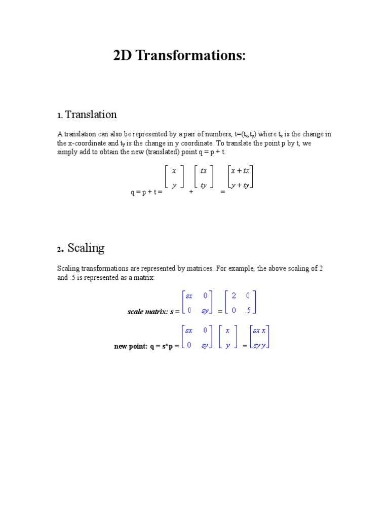 2D Transformations | PDF