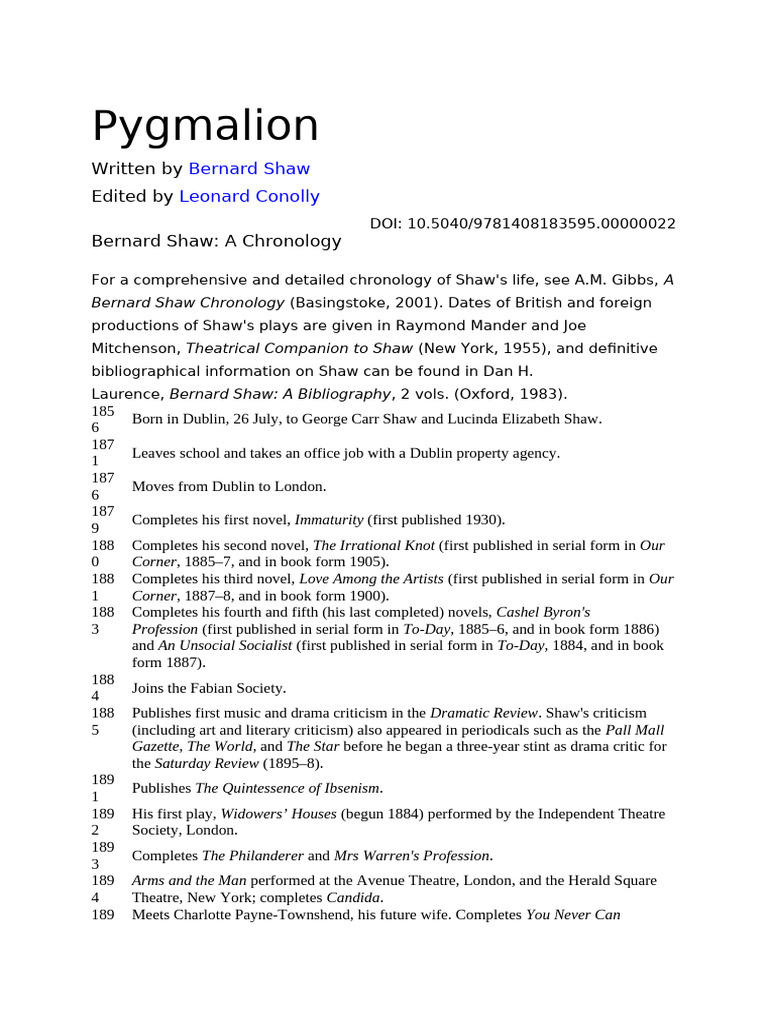 Pygmalion (Text From Drama Online) | PDF | Pygmalion (Play) | George ...