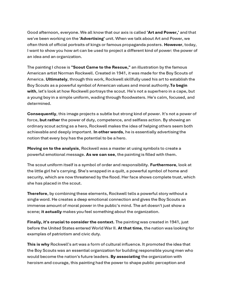 Rockwell's "Scout Came to the Rescue" Analysis | PDF
