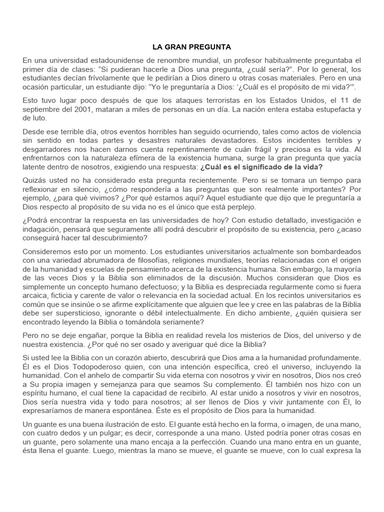 La Gran Pregunta | PDF | Pecado | Dios