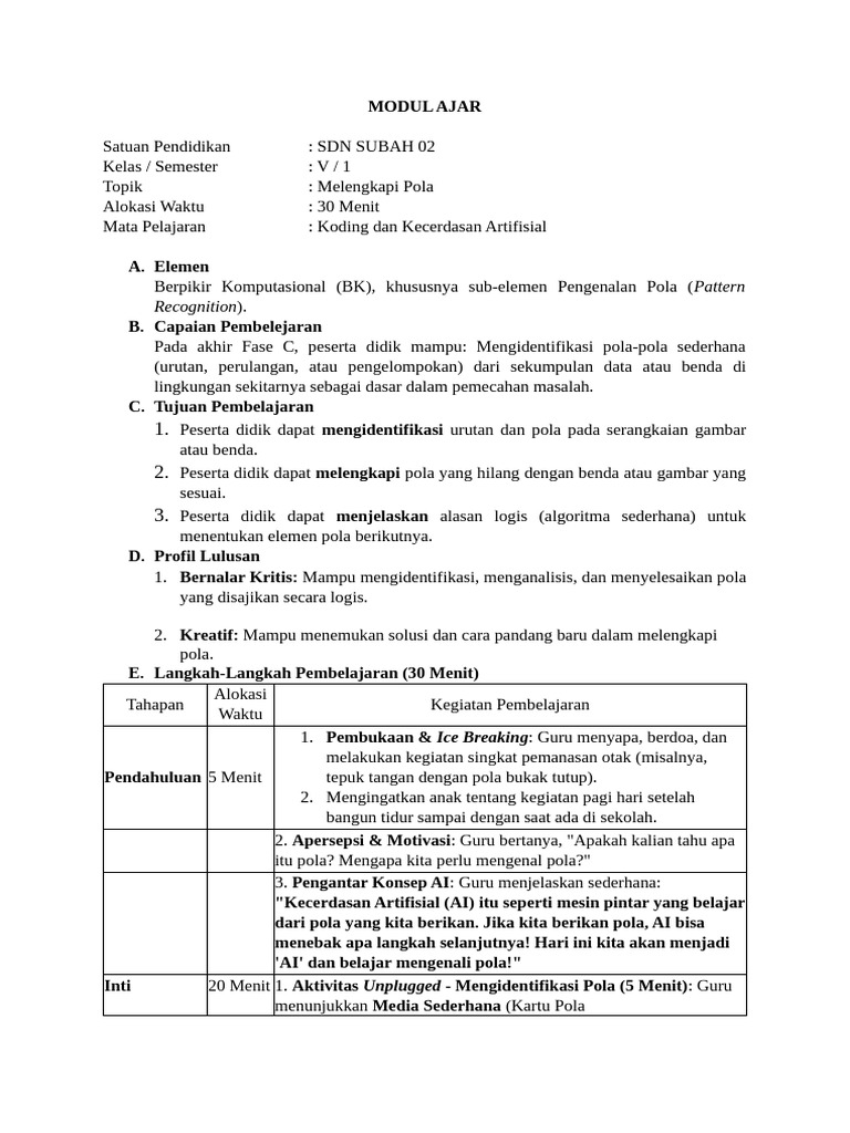 Modul Ajar Peer Teaching Koding | PDF