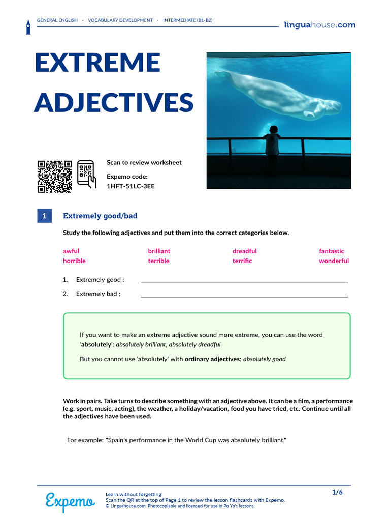 Extreme Adjectives for Intermediate Learners | PDF