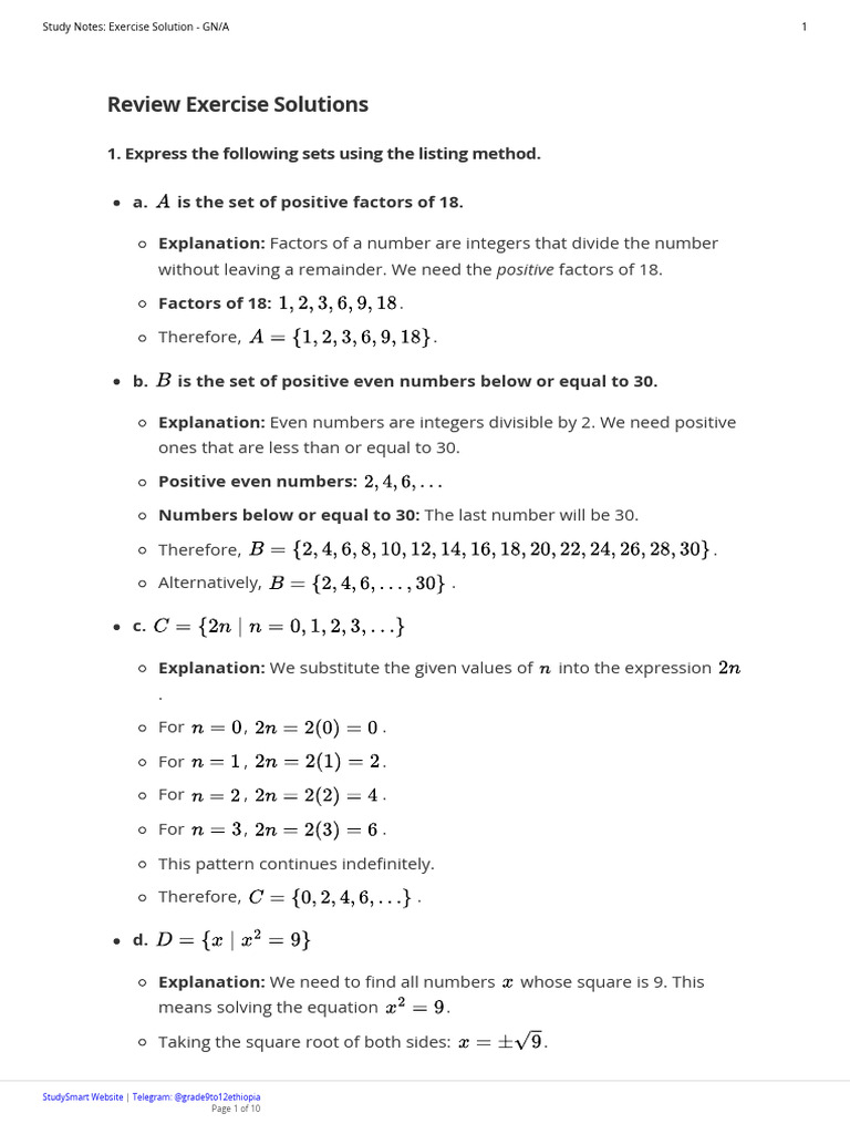 Grade 9 Maths Unit 1 Review Solutions | PDF | Numbers | Natural Number
