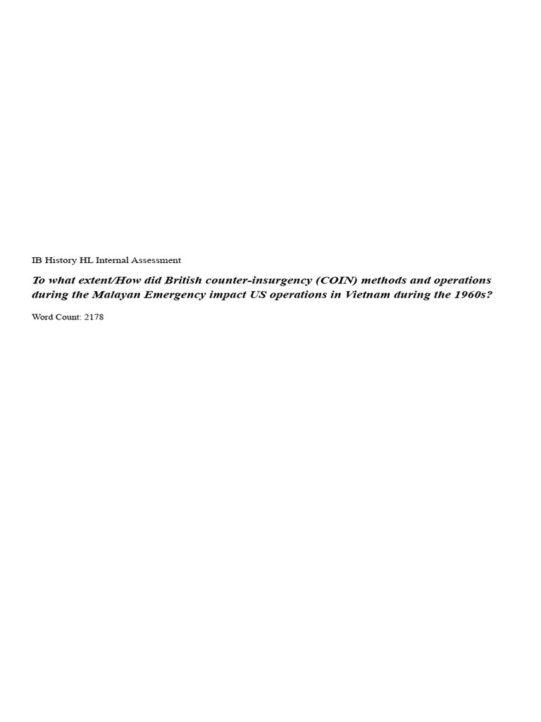 To What Extent/how Did British Counter-Insurgency (COIN) Methods and ...