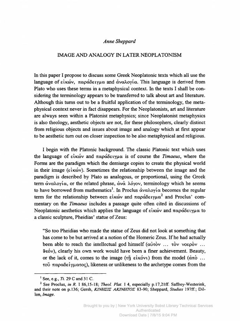 Neoplatonism: Image and Analogy Explained | PDF | Neoplatonism | Plato